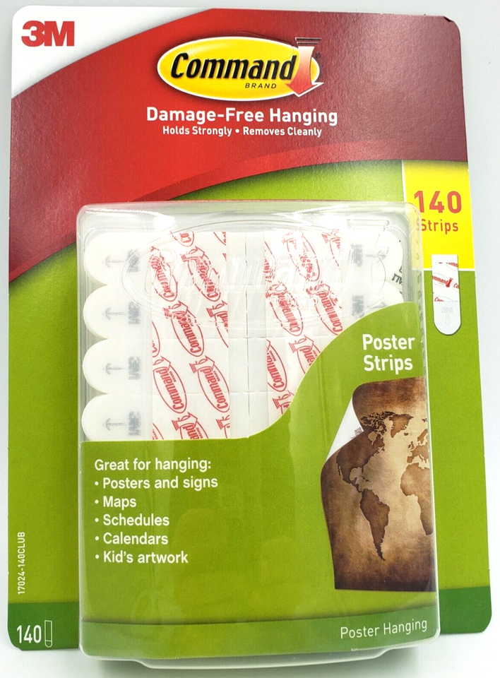 COMMAND POSTER STRIPS DAMAGE FREE HANGING VALUE PACK 140 STRIPS! | eBay