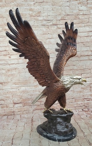 33" Huge Pure Bronze Copper spread the wings Eagle hawk falcon ...
