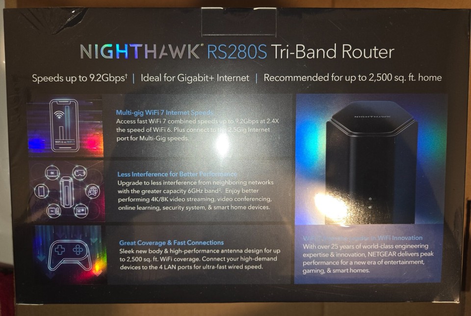 NETGEAR Nighthawk BE9200 Wi-Fi 7 Tri-Band Router RS280S - Brand New | eBay