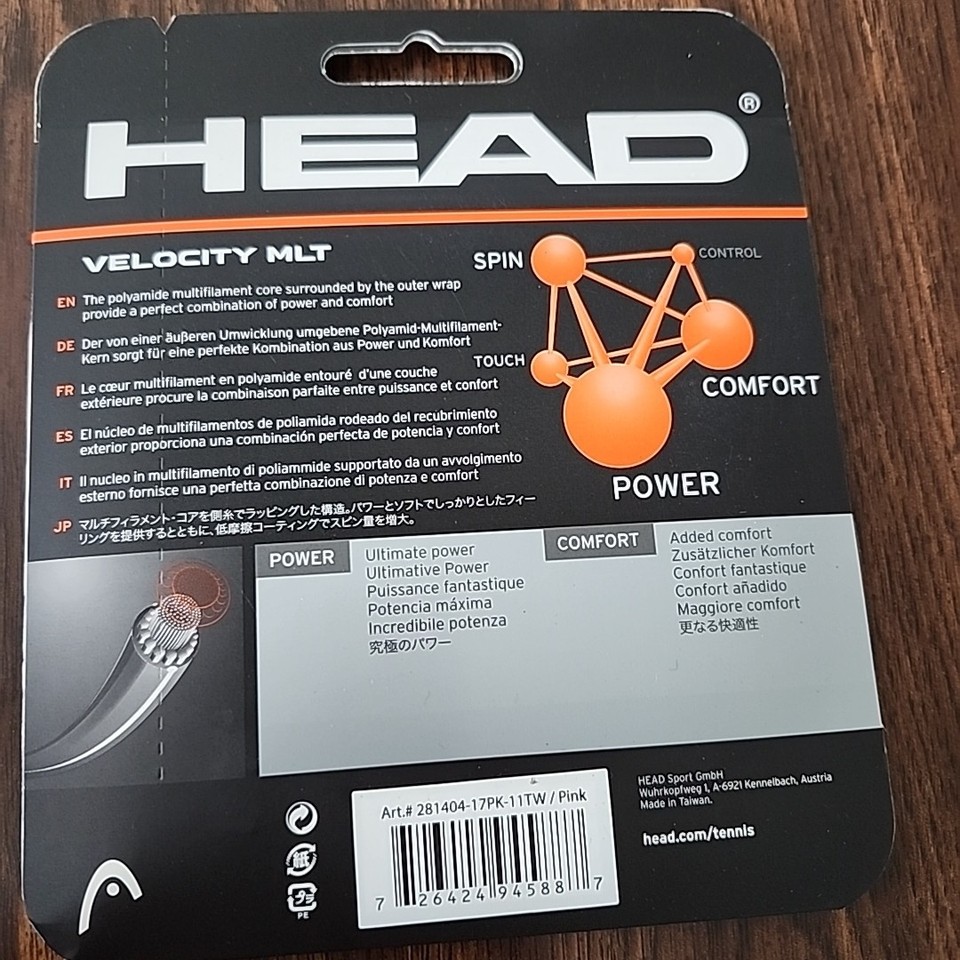 HEAD Velocity MLT Tennis Racket String 40' Set Multifilament Racquet 17 ...