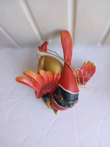 2 Vtg Dillard Trimming Christmas Ornaments Santa Riding Pig & Cardinal ...