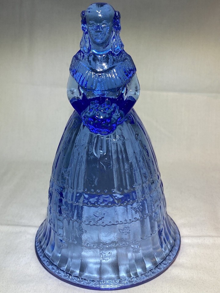aqua Blue glass girl doll candy container floral woman bell wedding ...