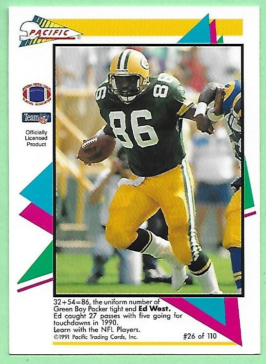 1991 Pacific Football Flash Card #26 Ed West Packers | eBay