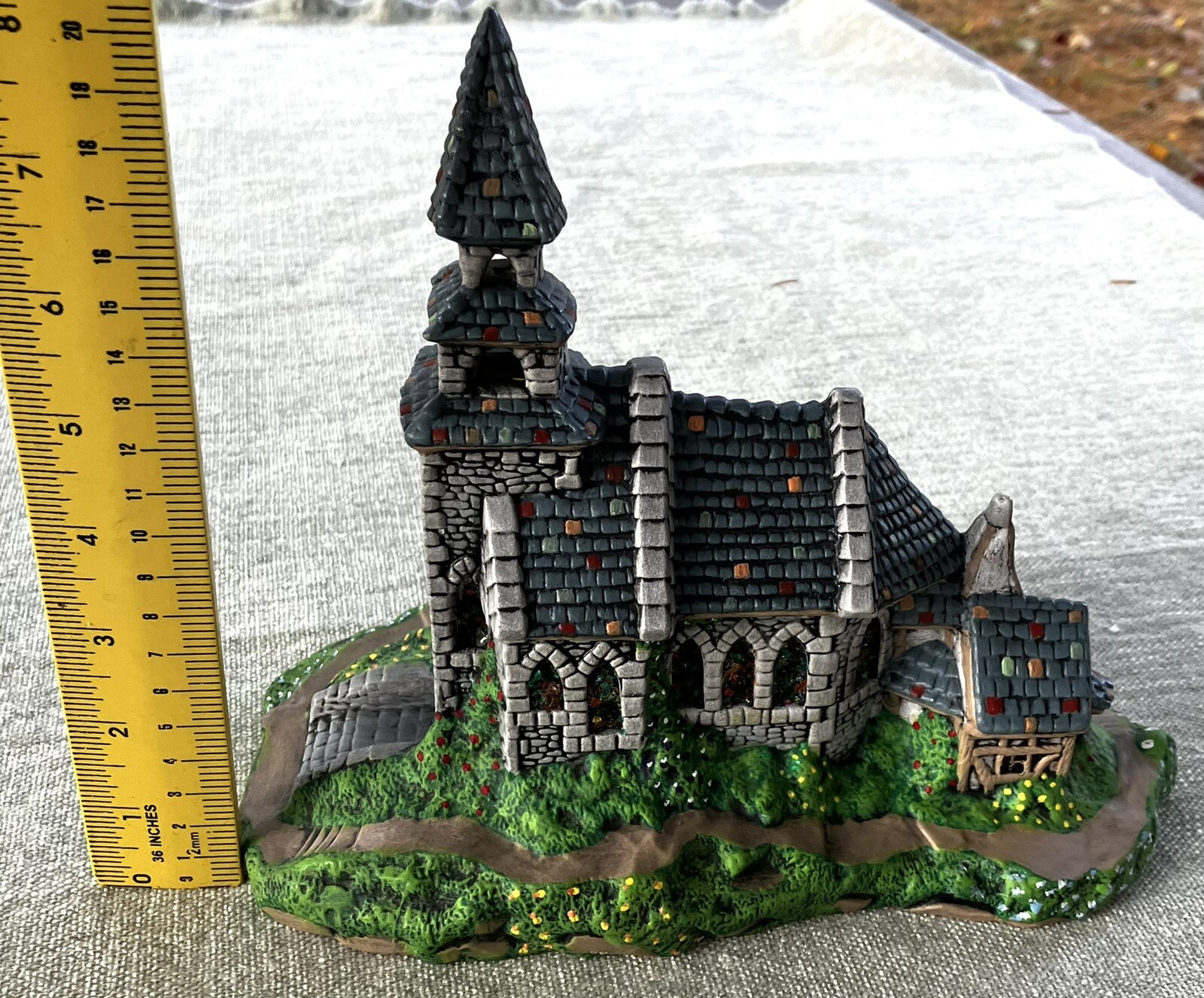 Vtg 1994 Ceramic Mold Church W/ Steeple & Stainglass Windows & Slate ...