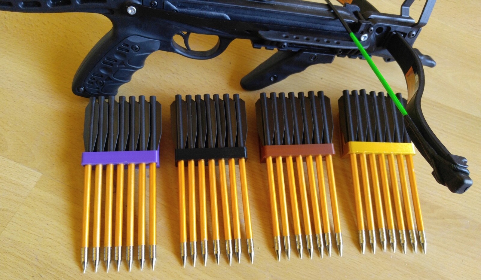 Black quiver for belt holds seven crossbow pistol bolts, Zombie, Viper ...