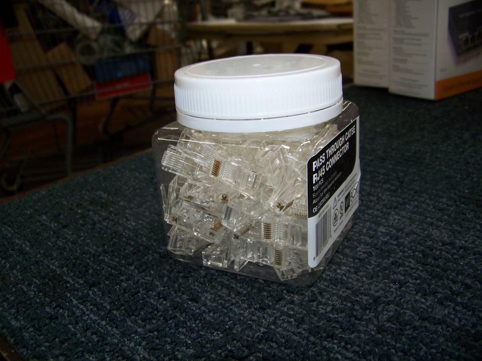 Lot of 100 W Box Tech Pass Through CAT5E RJ45 Connector Clear 0E ...