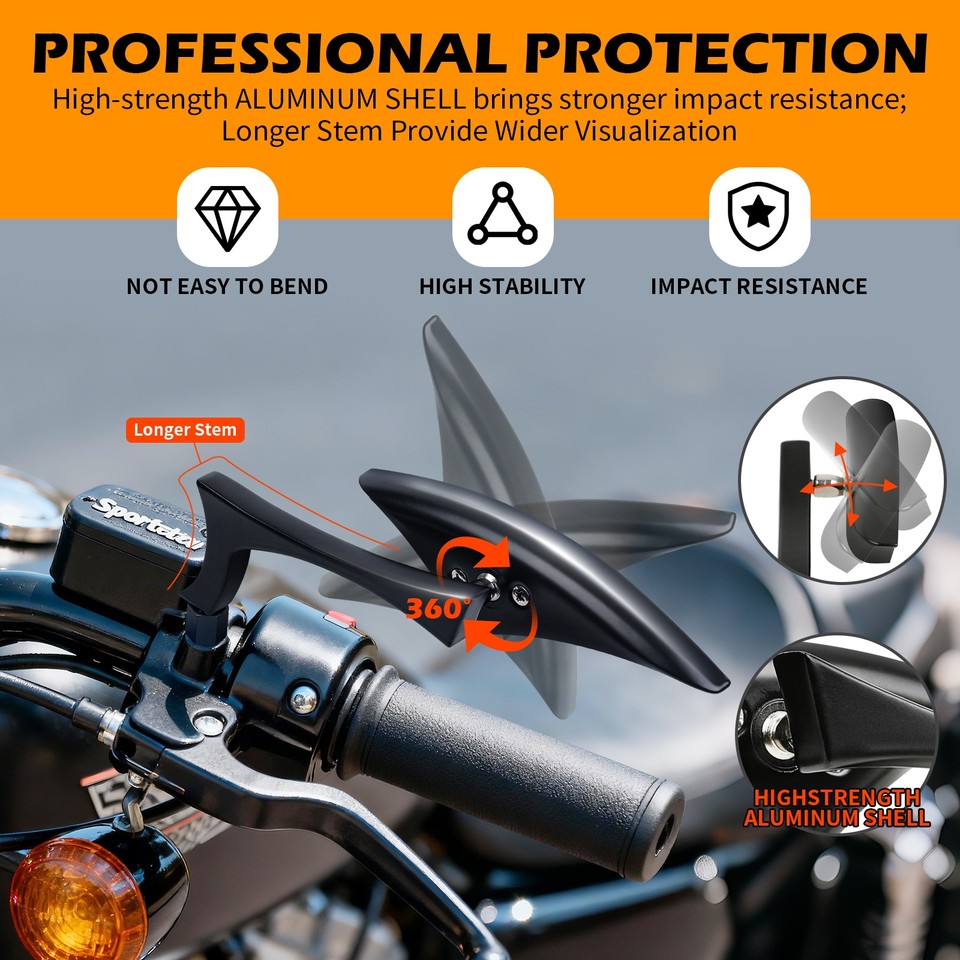 CNC Blade Motorcycle Side Rear View Mirrors For Yamaha V Star 650 950 ...