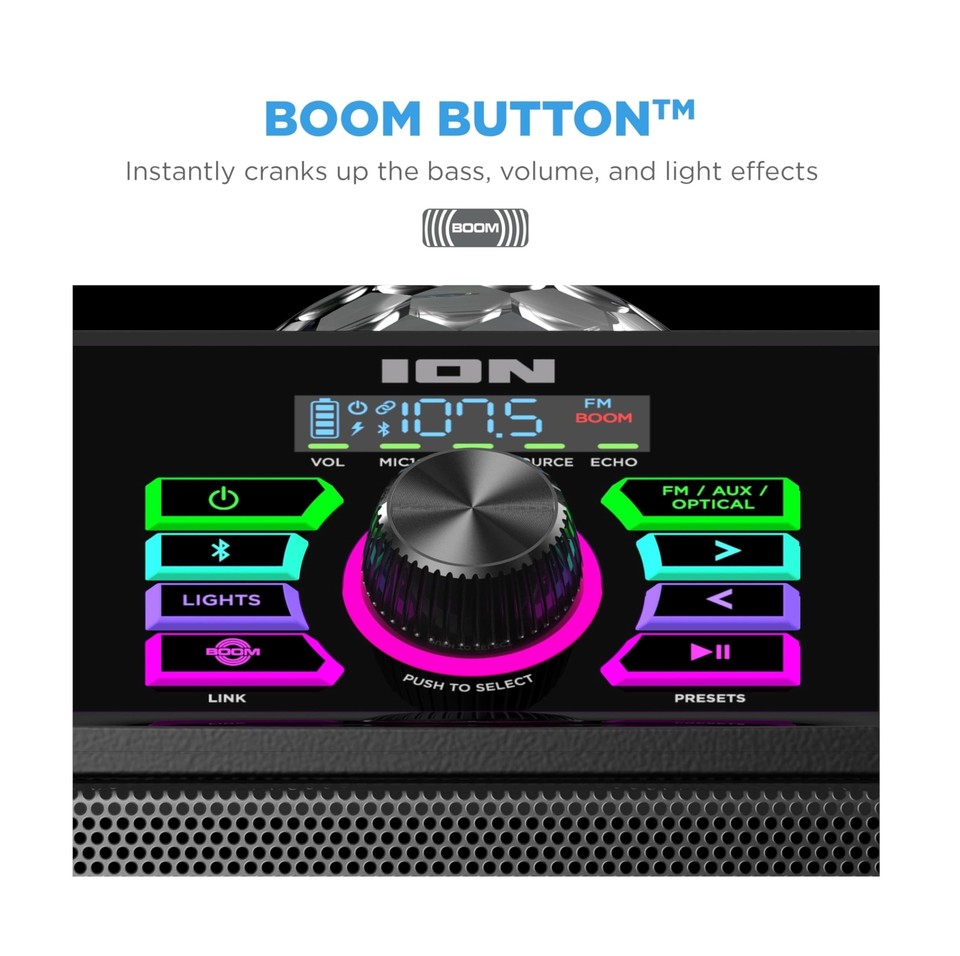 ION Party Rocker Max Mk2 Portable Bluetooth Karaoke Party Speaker with ...