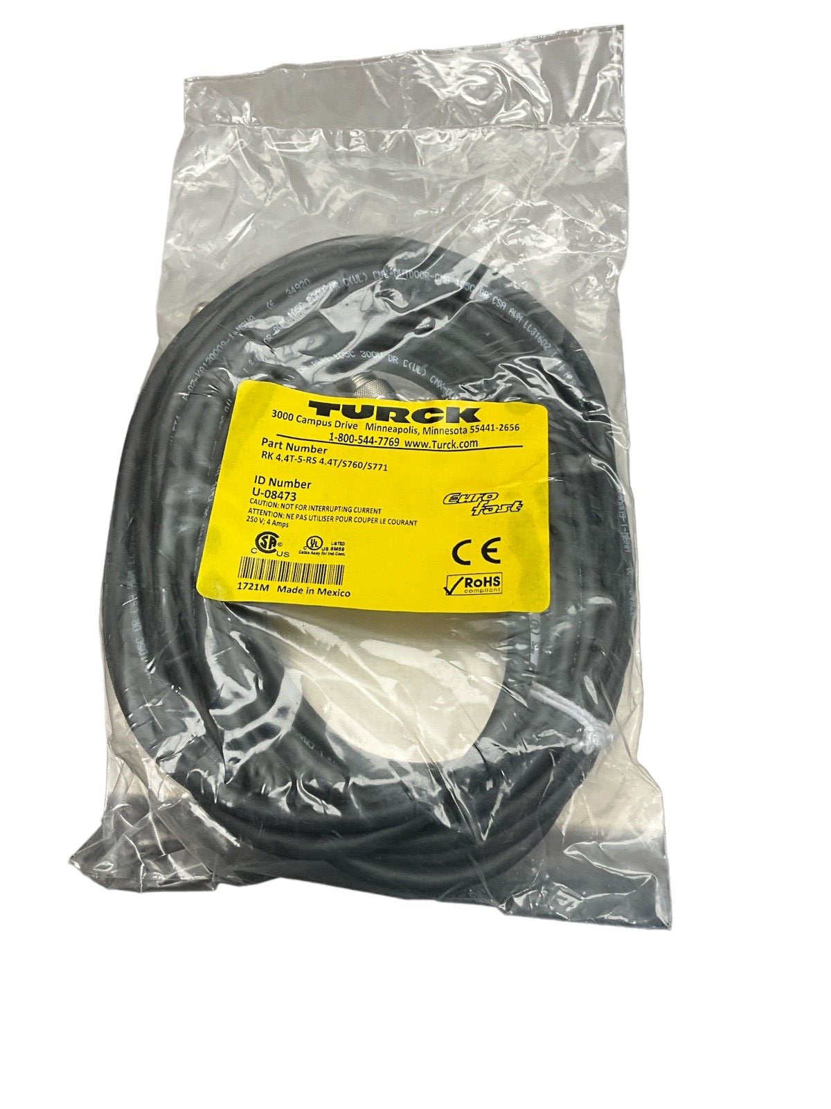 RK 4.4T-5-RS 4.4T/S760/S771-TURCK M12 EUROFAST CORDSET STRAIGHT,FEMALE ...