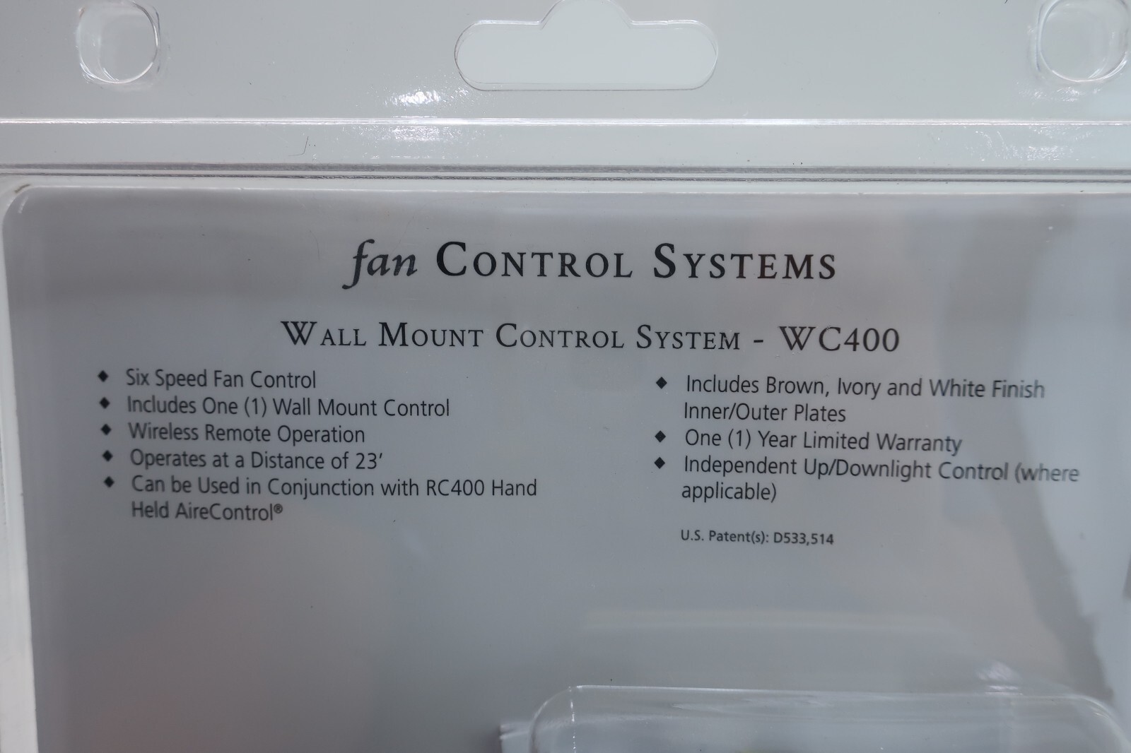 Minka Aire AireCotrol Wall Mount Control System WC400 6 Speed Light ...