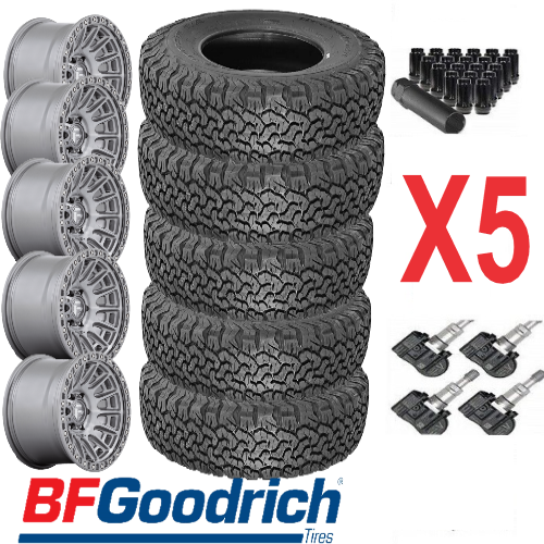 FUEL RIMS BFG AT 35125017 FITS JEEP WRANGLER GLADIATOR SILVER WHEELS ...