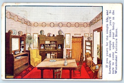 1908 House Interior Wanamaker Furniture Store Arts Crafts Advertising ...