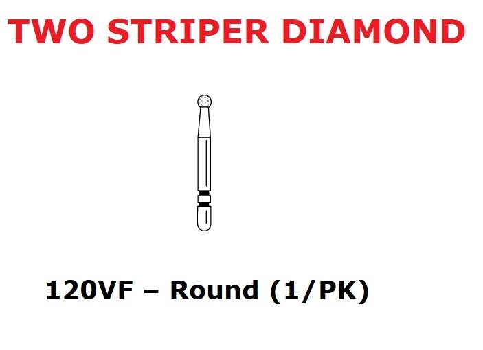 Premier Dental TWO STRIPER Diamond 120 VF Round Very Fine Burs 1/pk USA ...