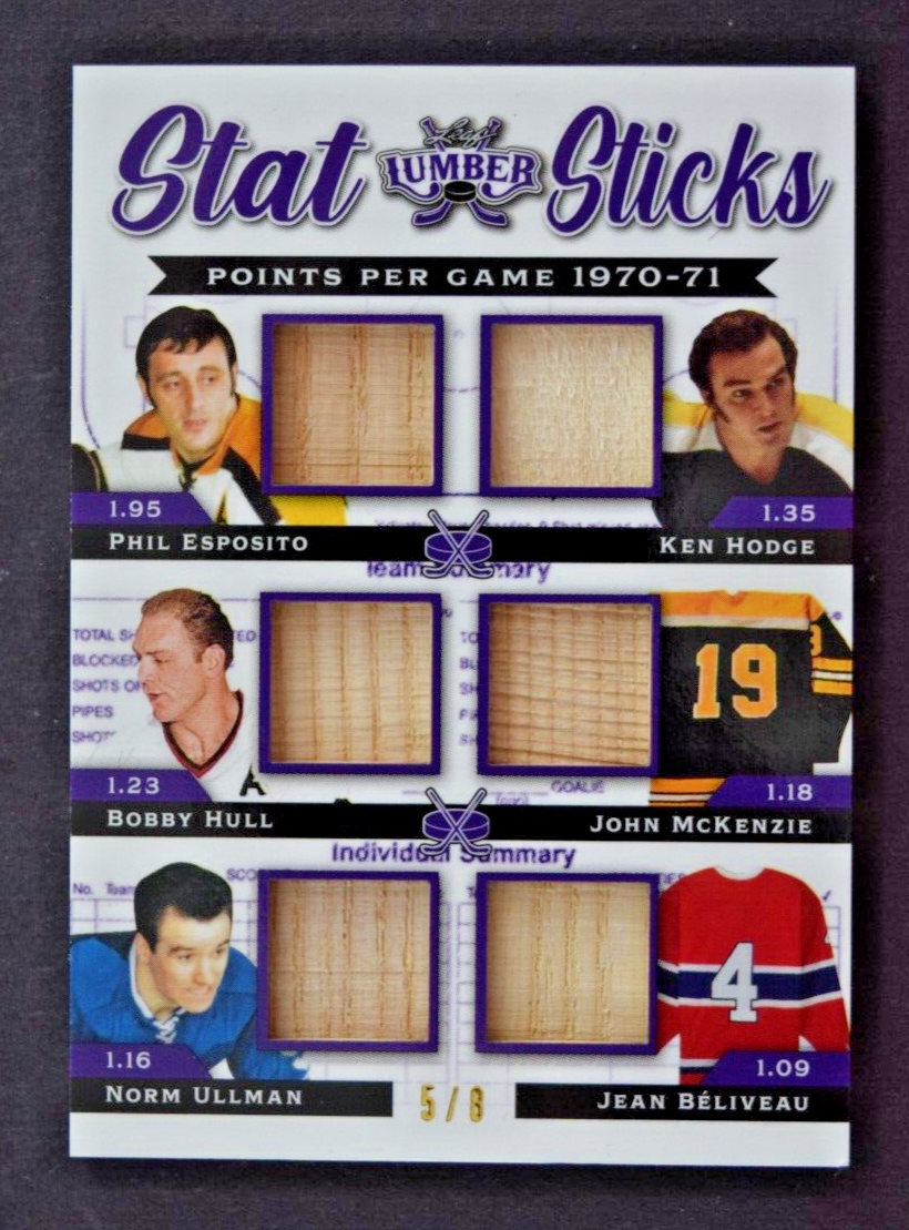 2022 Leaf Lumber Stat Sticks Esposito, Bobby Hull, Beliveau, Hodge ...