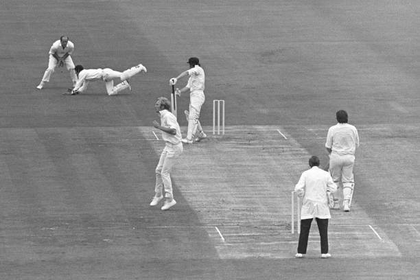 Alan Knott, England's wicket keeper, dives to make a fine stop- 1972 ...