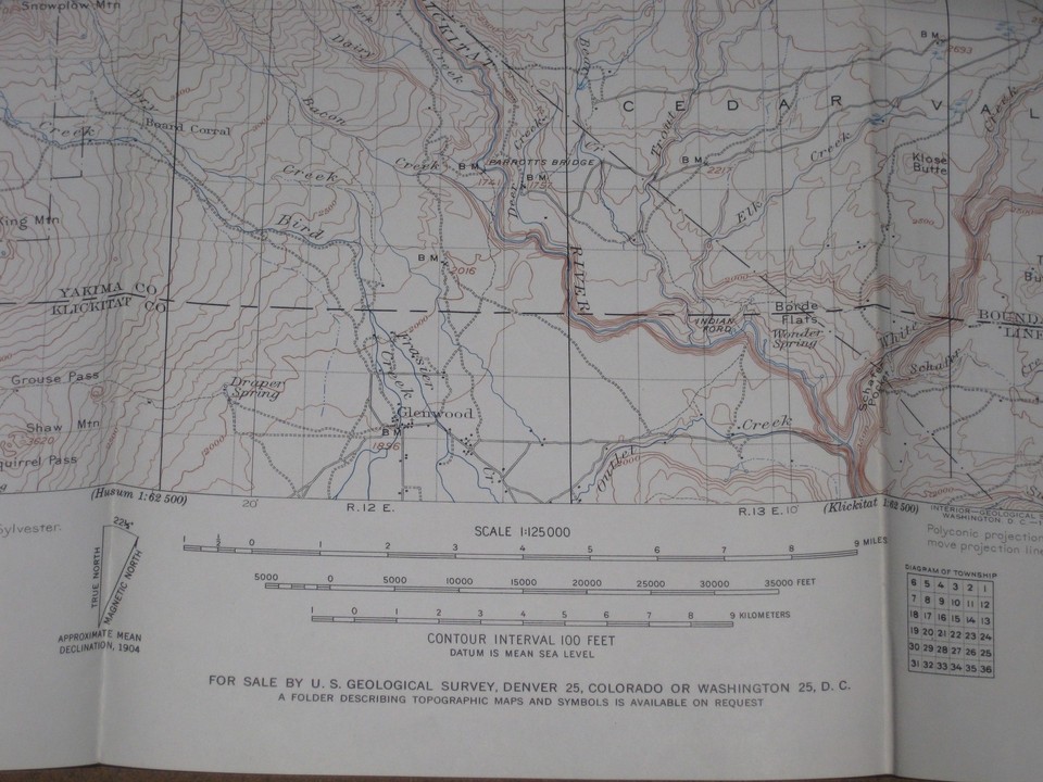Mount Adams Washington WA Topographic Map 1904 Reprint 1:125 000 Survey ...