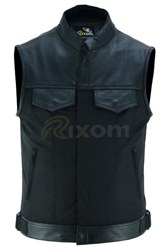 Biker Leather Waistcoat Men's Cut Motorcycle Black Various Club Bikers ...