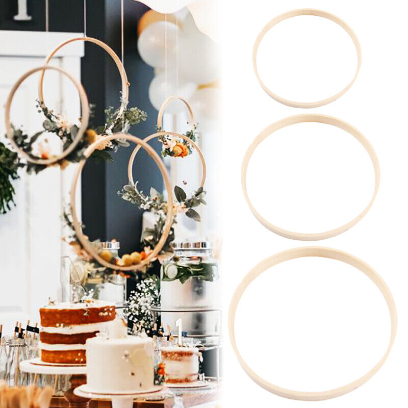 10PCS Bamboo Circle Hoops Rings DIY Dream Catcher Craft Floral Wreath ...