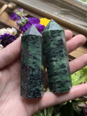 4in Natural ruby in zoisite Quartz Crystal Obelisk Tower Point Healing Reiki 1PC | eBay