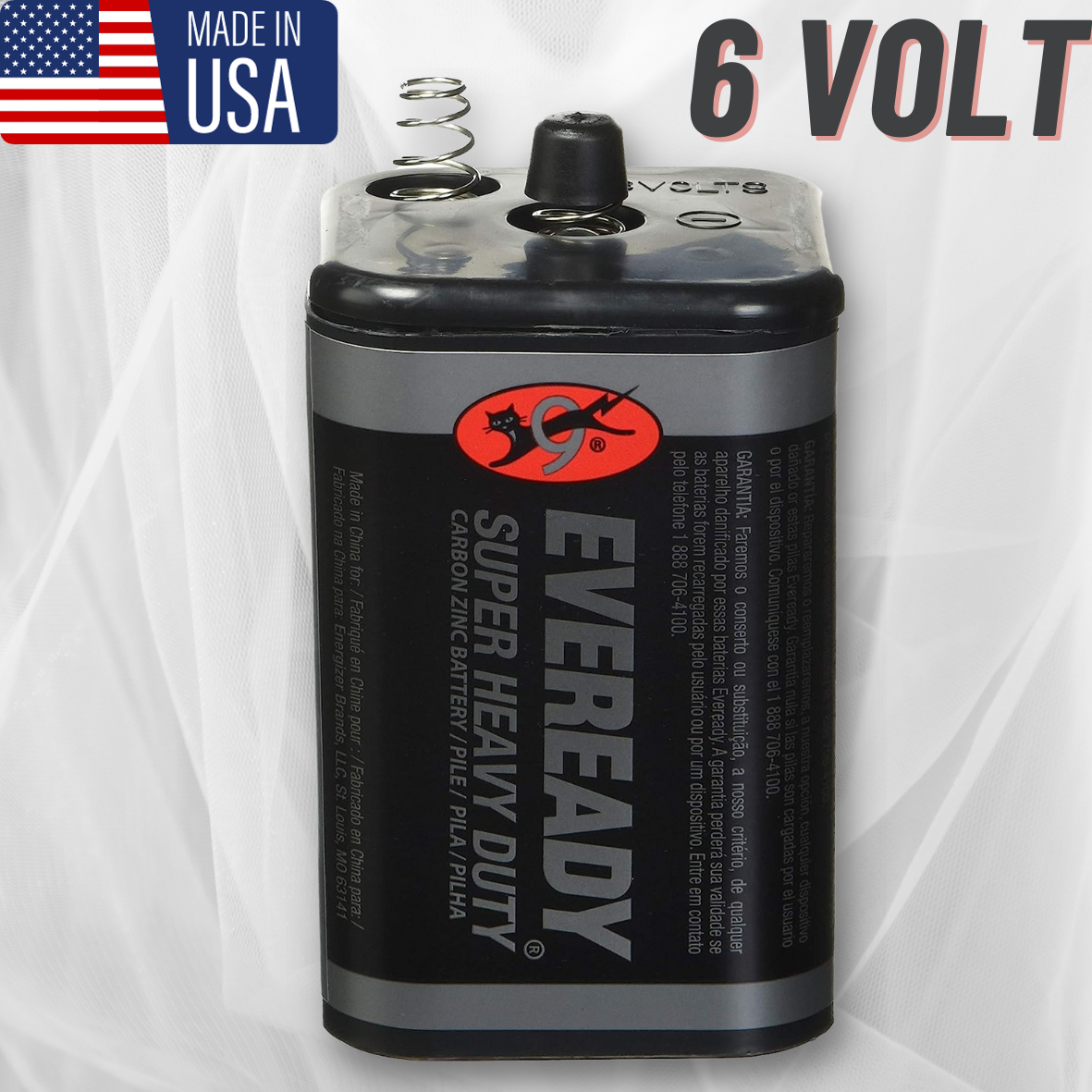 Eveready 6 Volt Lantern Battery, Super Heavy Duty 1209, Long-Lasting ...