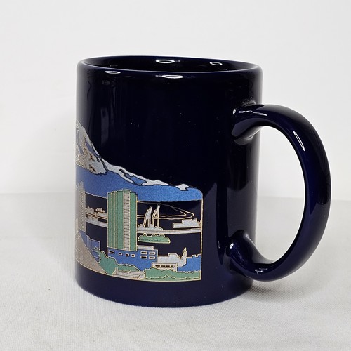 Seattle Coffee Mug Cup Space Needle City Skyline Mt. Rainier Blue ...