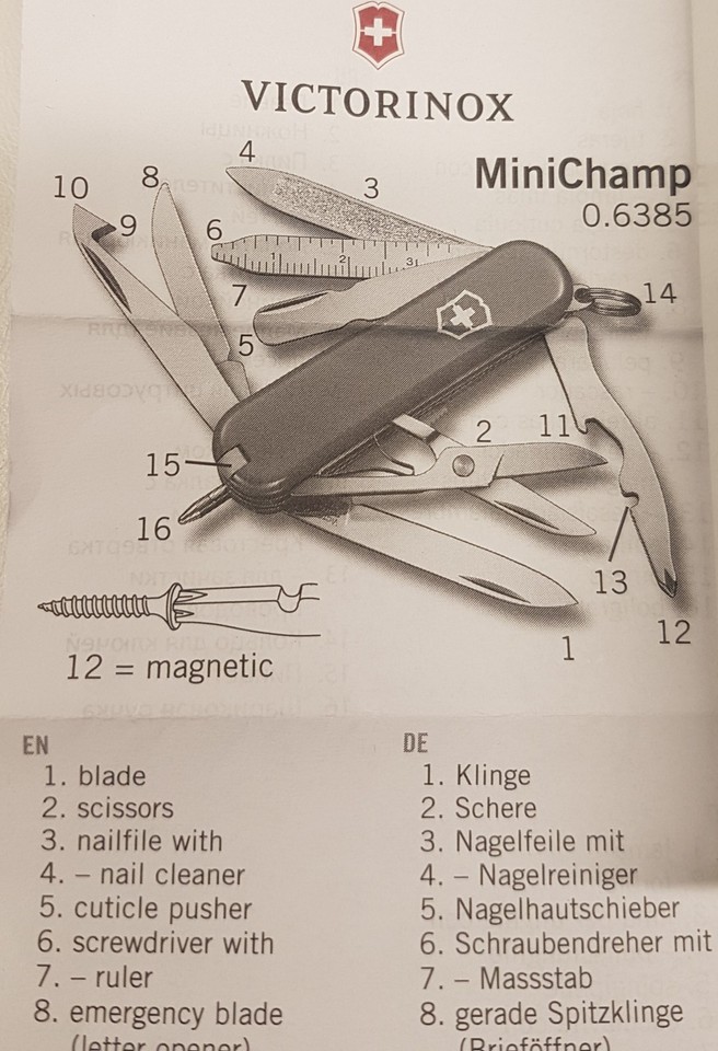 Victorinox Swiss Army knife Minichamp Red ALOX NEW in original box Sold ...