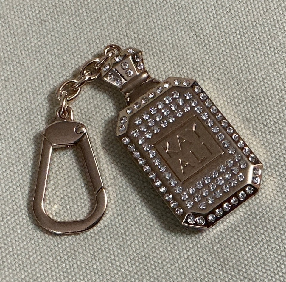 KAY ALI Rhinestone Perfume Bottle Key Ring Gold Tone Kayali Key Fob ...