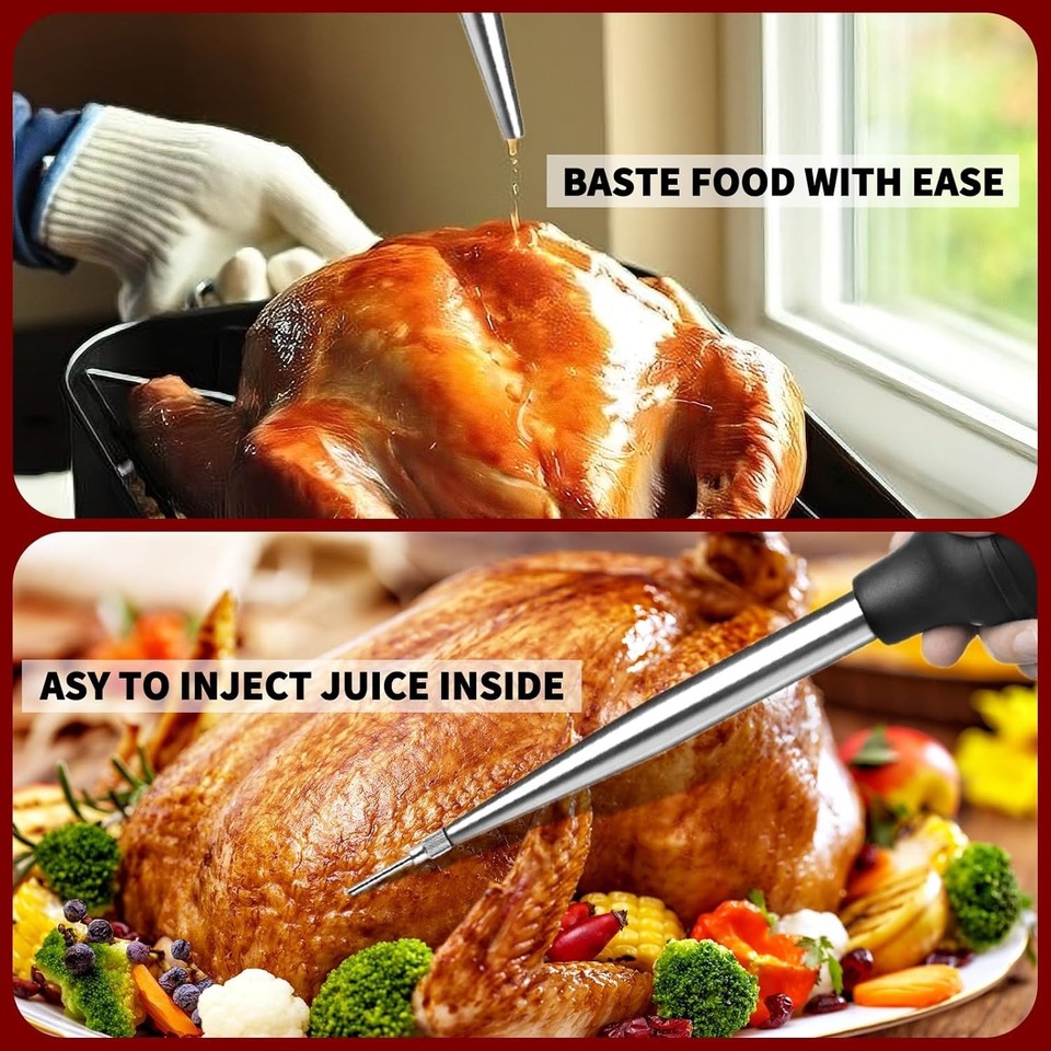 Turkey Baster,Stainless Steel Baster for Cooking with Marinade ...