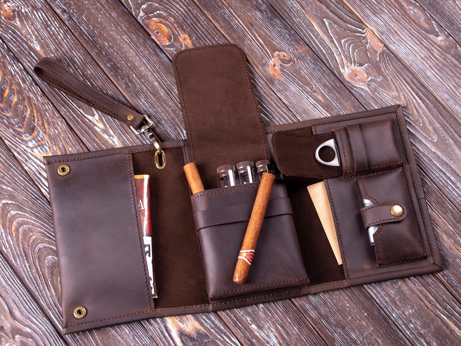 Cigar Pouch Cigar Leather Roll Cigars Case Cigar Accessories Cigar ...