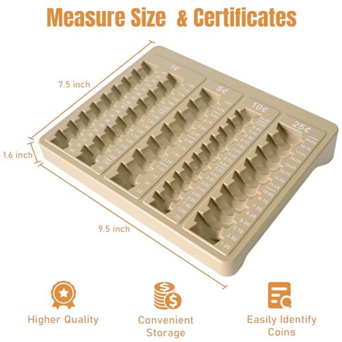 L LIKED 1PCS Brown Coin Counter Tray-Coin Sorter Tray with 150 Assort ...