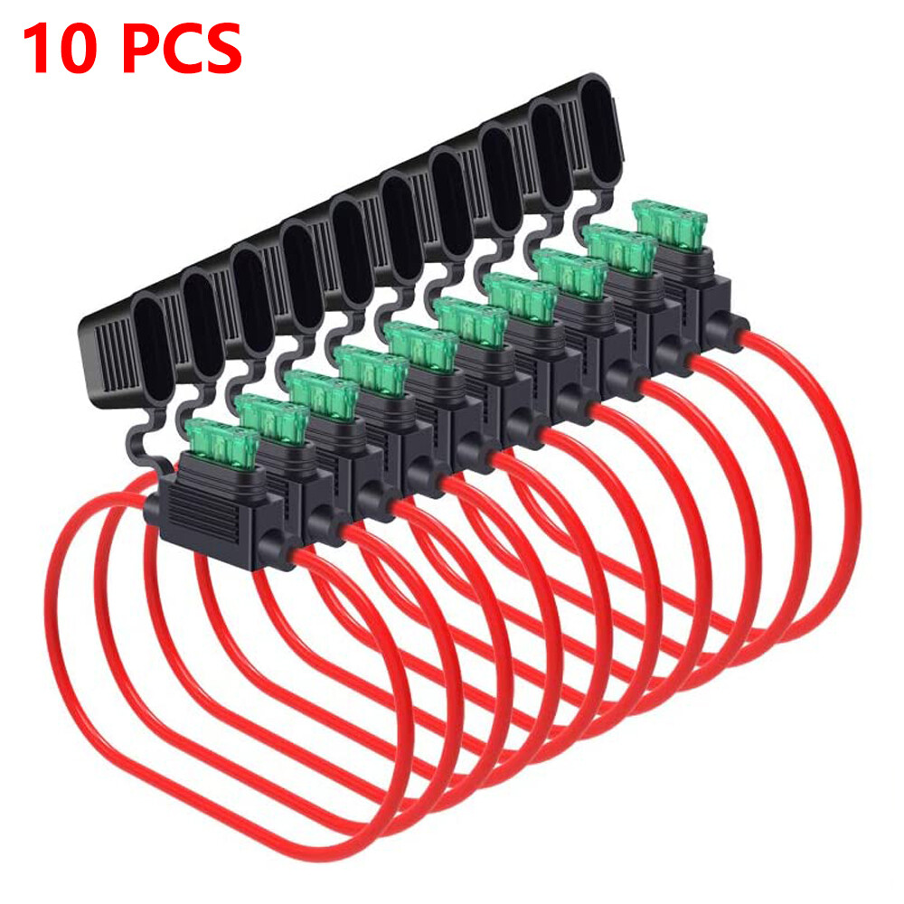 10 Pack 14 Gauge ATC In-Line Blade Fuse Holder 100% OFC Copper Wire ...
