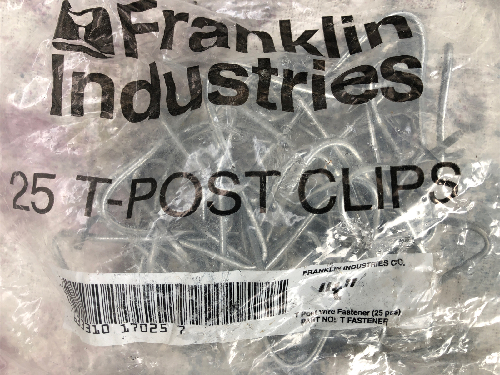 FRANKLIN INDUSTRIES T-POST CLIPS - 250 CLIPS 10 bags of 25 NEW in ...