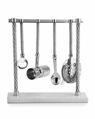 Michael Aram - Twist Stainless Steel Bar Tool Set 4 piece with Stand ...