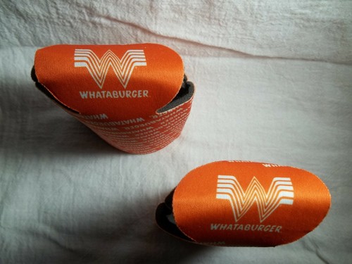 2 WHATABURGER COOZIE beer soda pop can holder cooler / warmer sleeves ...