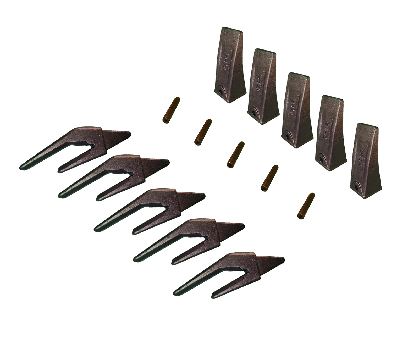 5 Mini Ex, Backhoe Bucket Shanks(1" Lip) w/ Teeth & Pins- 550X156 ...