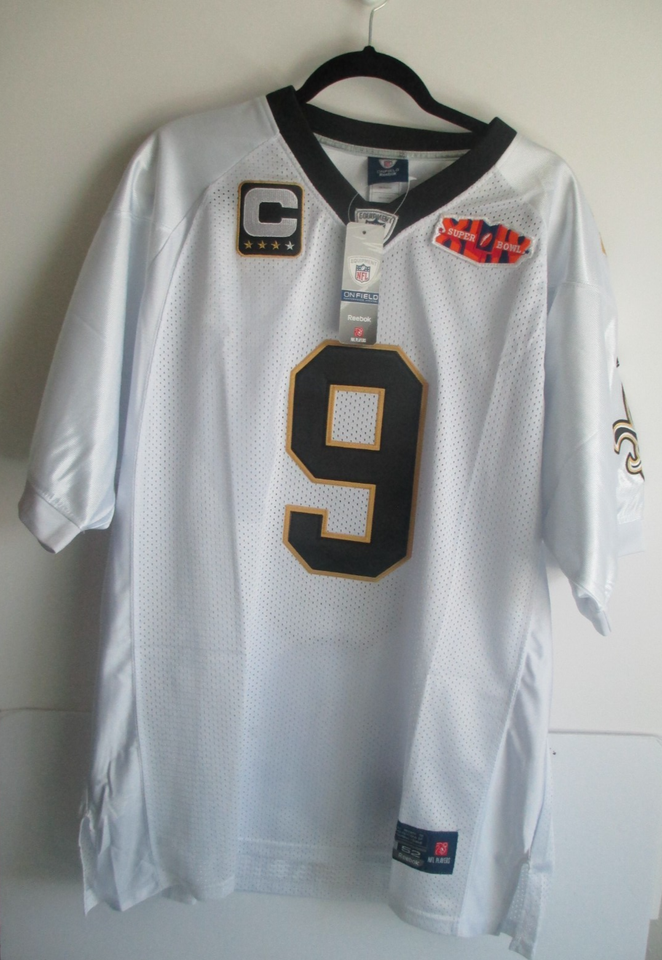 Drew Brees New Orleans Saints Reebok NFL Onfield Size 52 Super Bowl ...