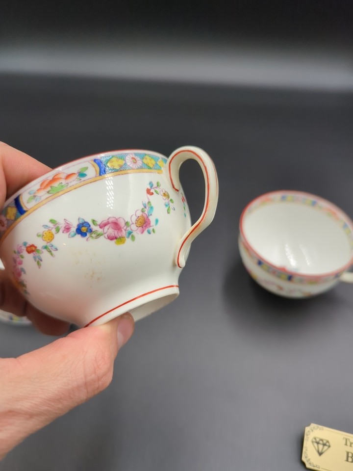 Minton Rose Set Of 3 Ear Handled Flat Cups Globe Stamp | eBay