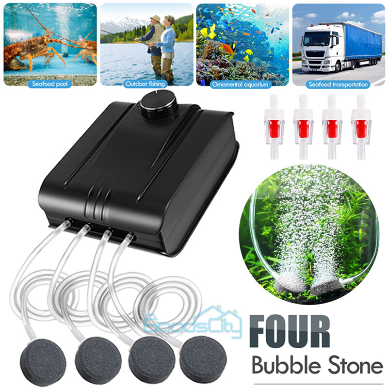 Fish Tank Air Bubble Oxygen Air Pump Stone Aerator Silent For Aquarium ...