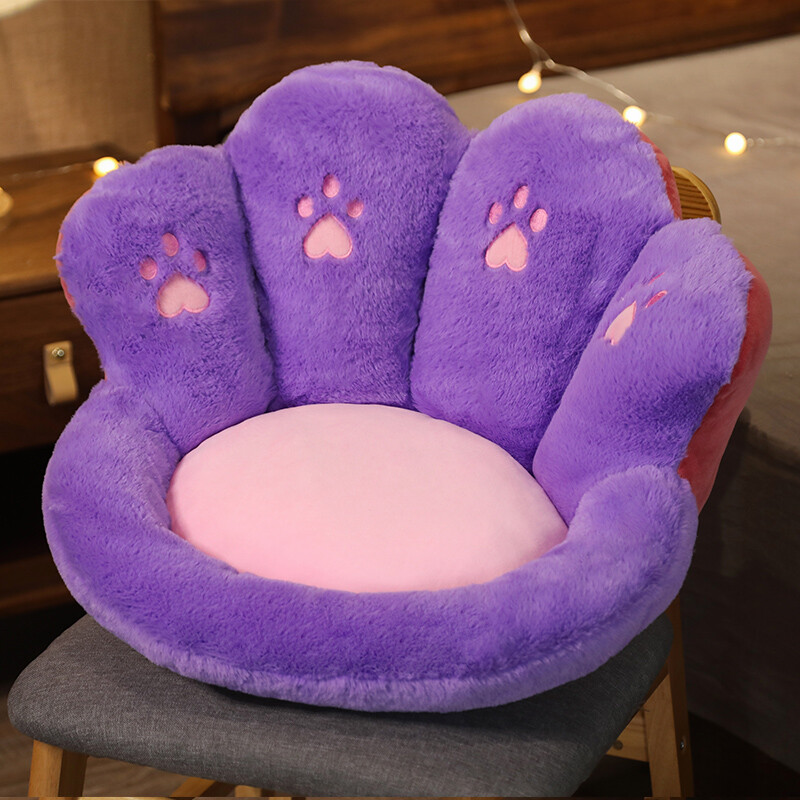 Cute Cat Paw Plush Chair Cushion Child Seat Cushion Sofa Back Pillow ...