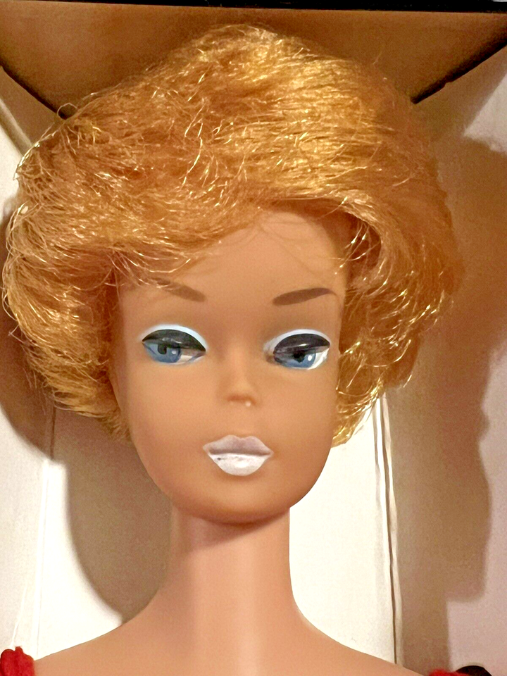 Vintage Bubble Cut Barbie Doll Platinum Blonde in Red SS With Box Stand ...