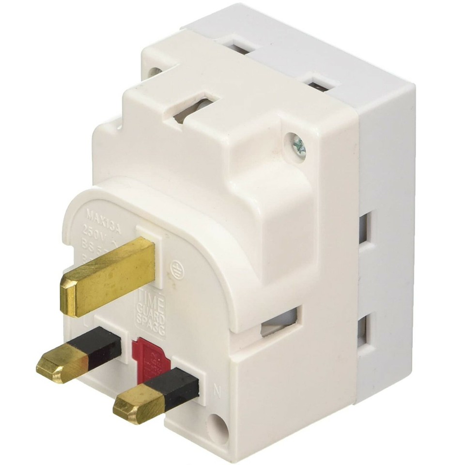 3 Way Switched Surge Power Protector Adaptor Plug 13A 3 GANG 3G Multi ...