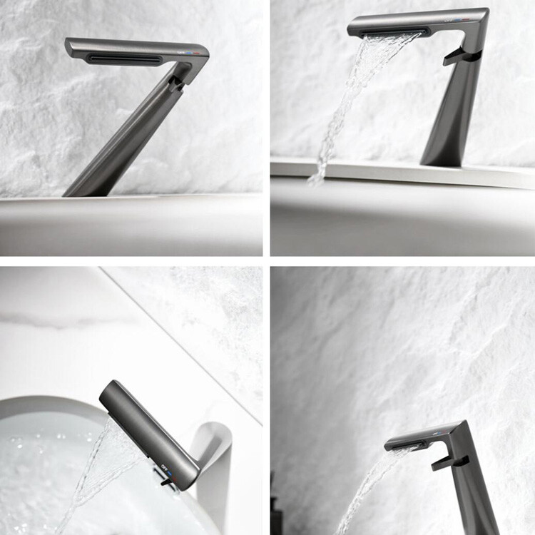 Copper Basin Sink Faucet Tap Bathroom Waterfall Head Hot Cold Mixer ...