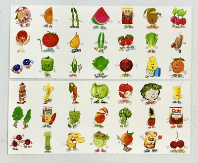 *NEW* 42 Vintage 1998 Dole Foods Promo Vinyl Stickers Fruits Veggies 2 ...