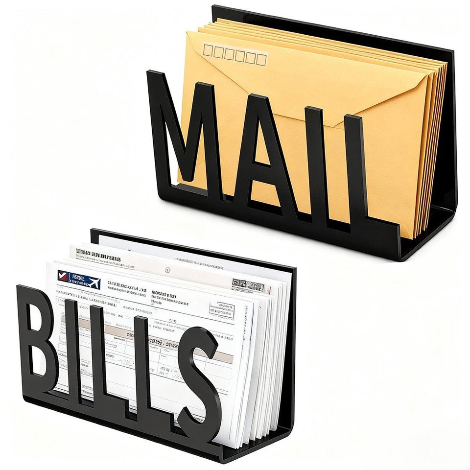 Metal Mail Holder 2 Pack Desk Organizer with Modern Design for Home ...
