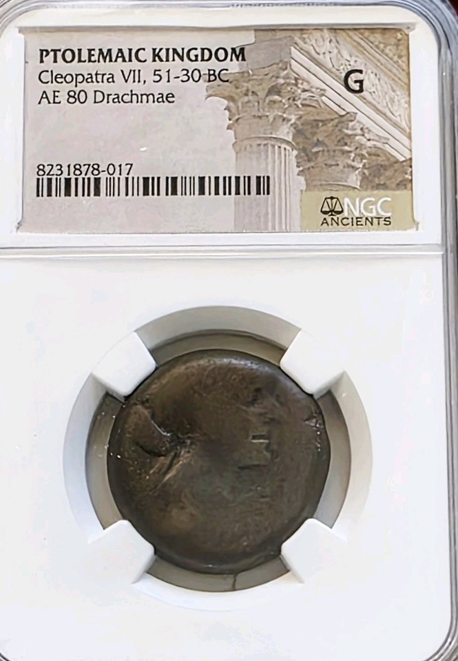 Ptolemaic Cleopatra VII AE 80 Drachmae NGC Good Ancient Egyptian Coin ...