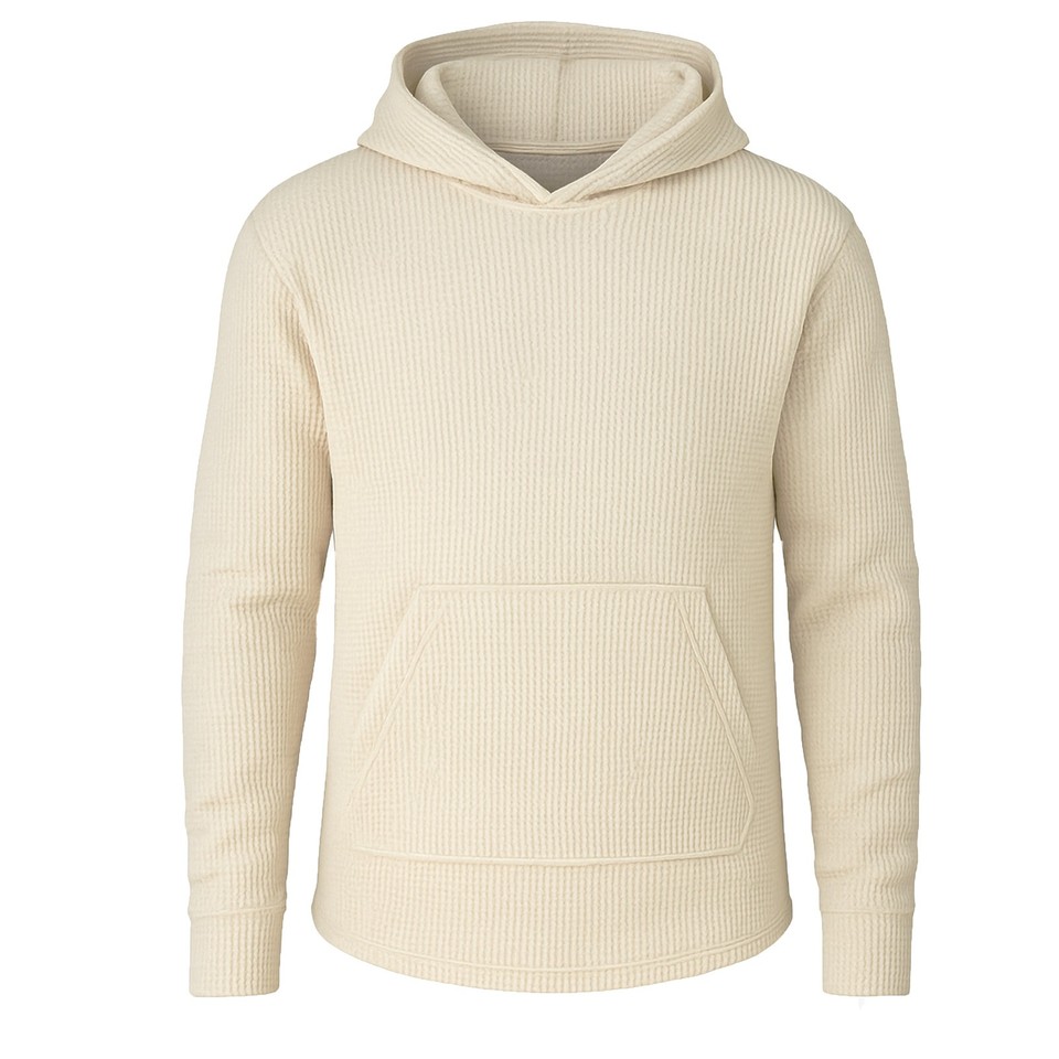 Men’s Waffle Knit Thermal Pullover Hoodie- Warm, Cozy, Casual Wear ...