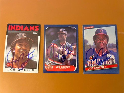 3 Signed Autographed 1986 Joe Carter Baseball Cards - Topps Fleer ...