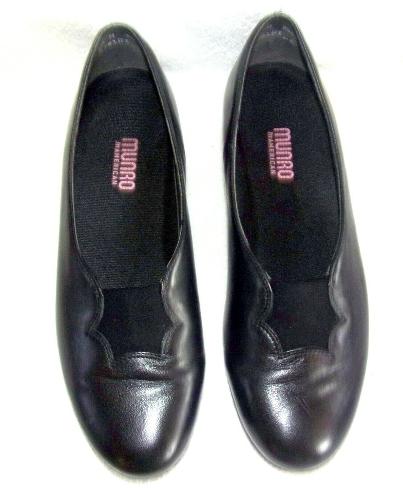 MUNRO LUNA Black KID LEATHER COMFORT FLATS SKIMMERS 8.5 M | eBay