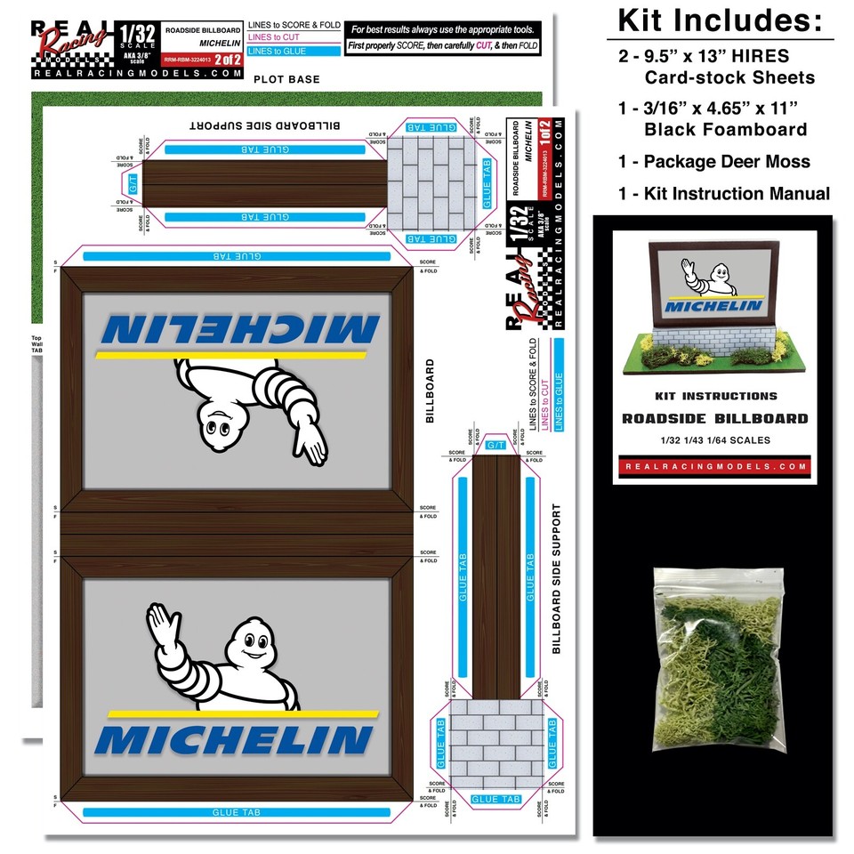 Real Racing Models — Roadside Billboard "MICHELIN" 1/32 scale slot car ...