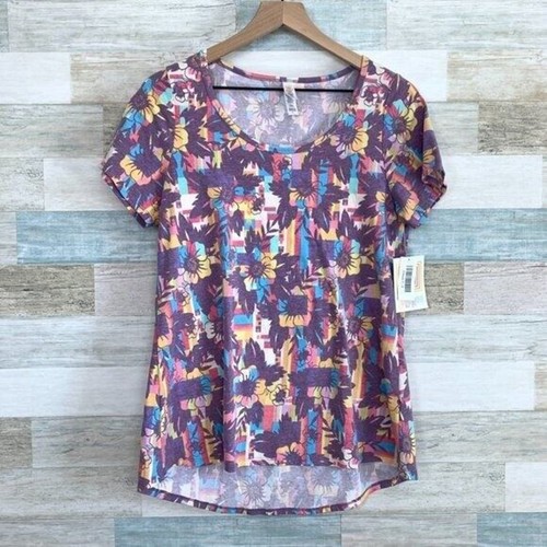 LuLaRoe Classic T Purple Tropical Floral High Low Tunic Jersey Knit ...